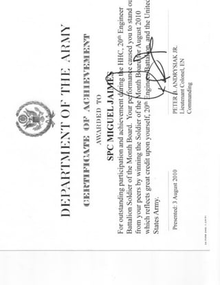 hhc certificate of achivement soldier of the month | PDF