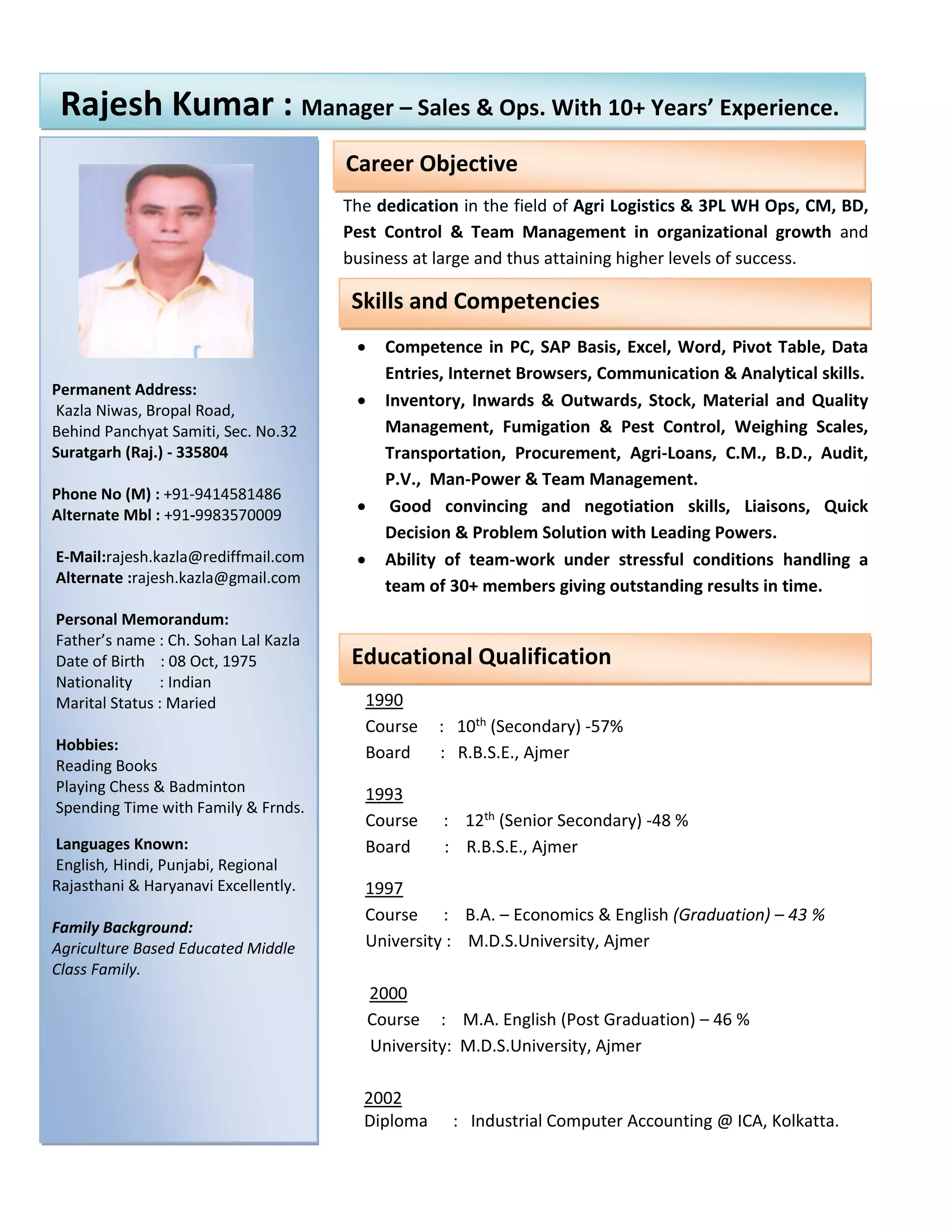RAJESH KUMAR - OK CV | PDF
