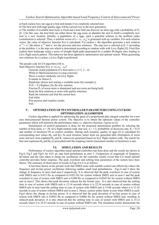 Cuckoo Search Optimization Algorithm based Load Frequency Control of Interconnected Power ...