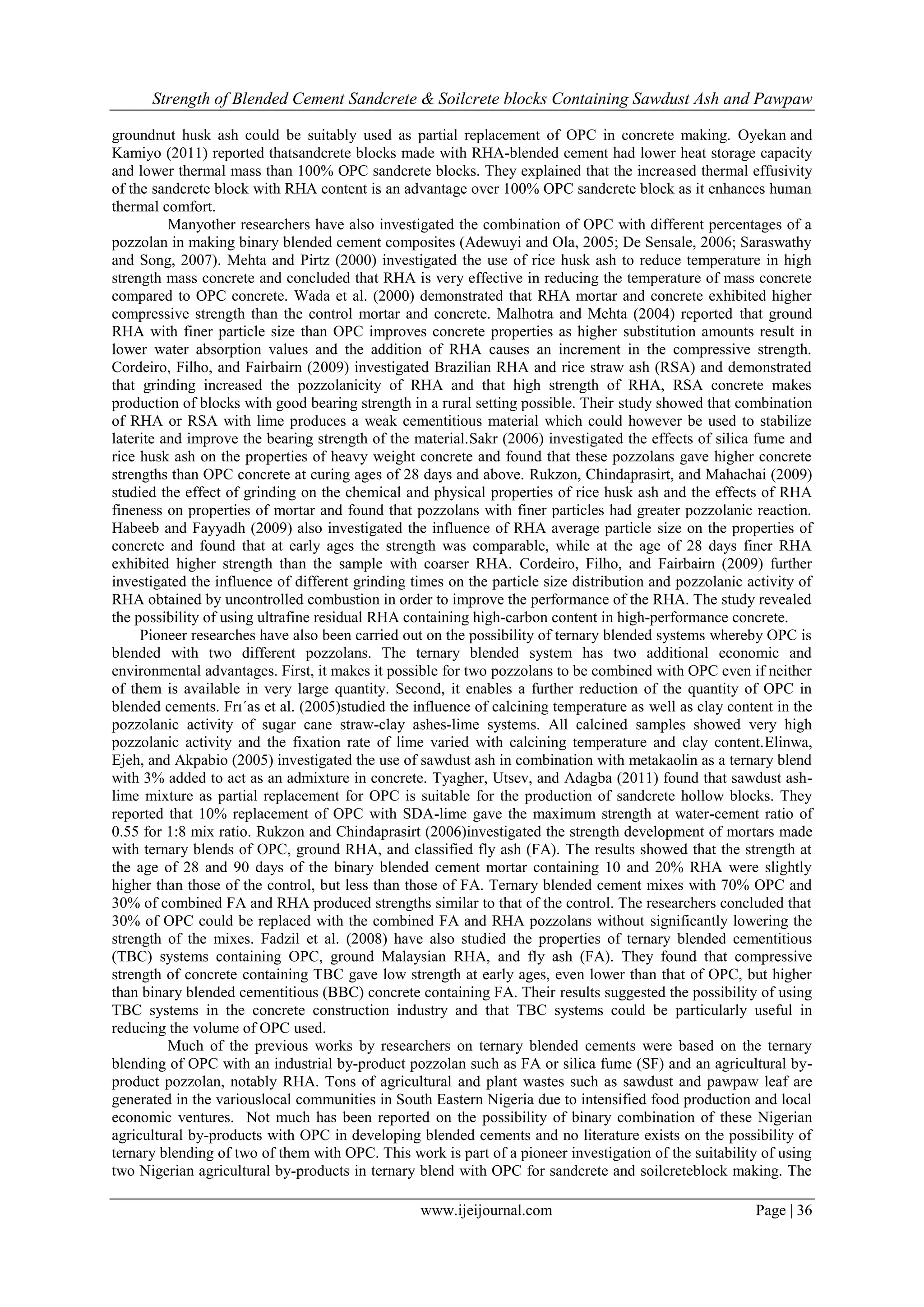 Strength of Blended Cement Sandcrete & Soilcrete Blocks Containing ...