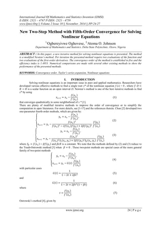 New Two-Step Method with Fifth-Order Convergence for Solving Nonlinear Equations | PDF | Physics ...