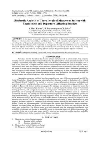 Stochastic Analysis of Three Levels of Manpower System with Recruitment ...