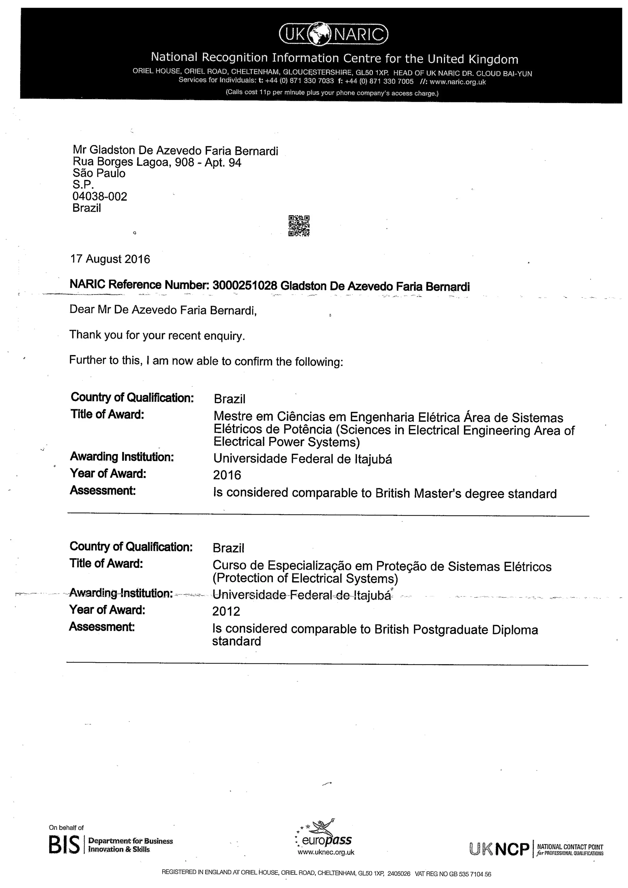 NARIC UK Recognition of Academic Titles | PDF