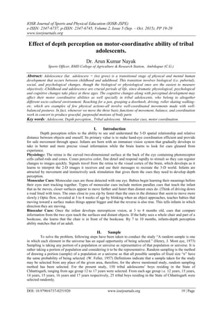 Effect of depth perception on motor-coordinative ability of tribal ...
