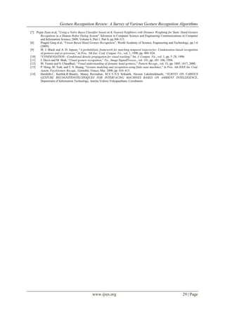 Gesture Recognition Review: A Survey of Various Gesture Recognition Algorithms | PDF