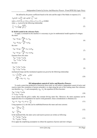 Independent Control Of Active And Reactive Powers From DFIG By Logic Fuzzy | PDF | Power and ...