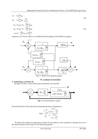 Independent Control Of Active And Reactive Powers From DFIG By Logic Fuzzy | PDF | Power and ...