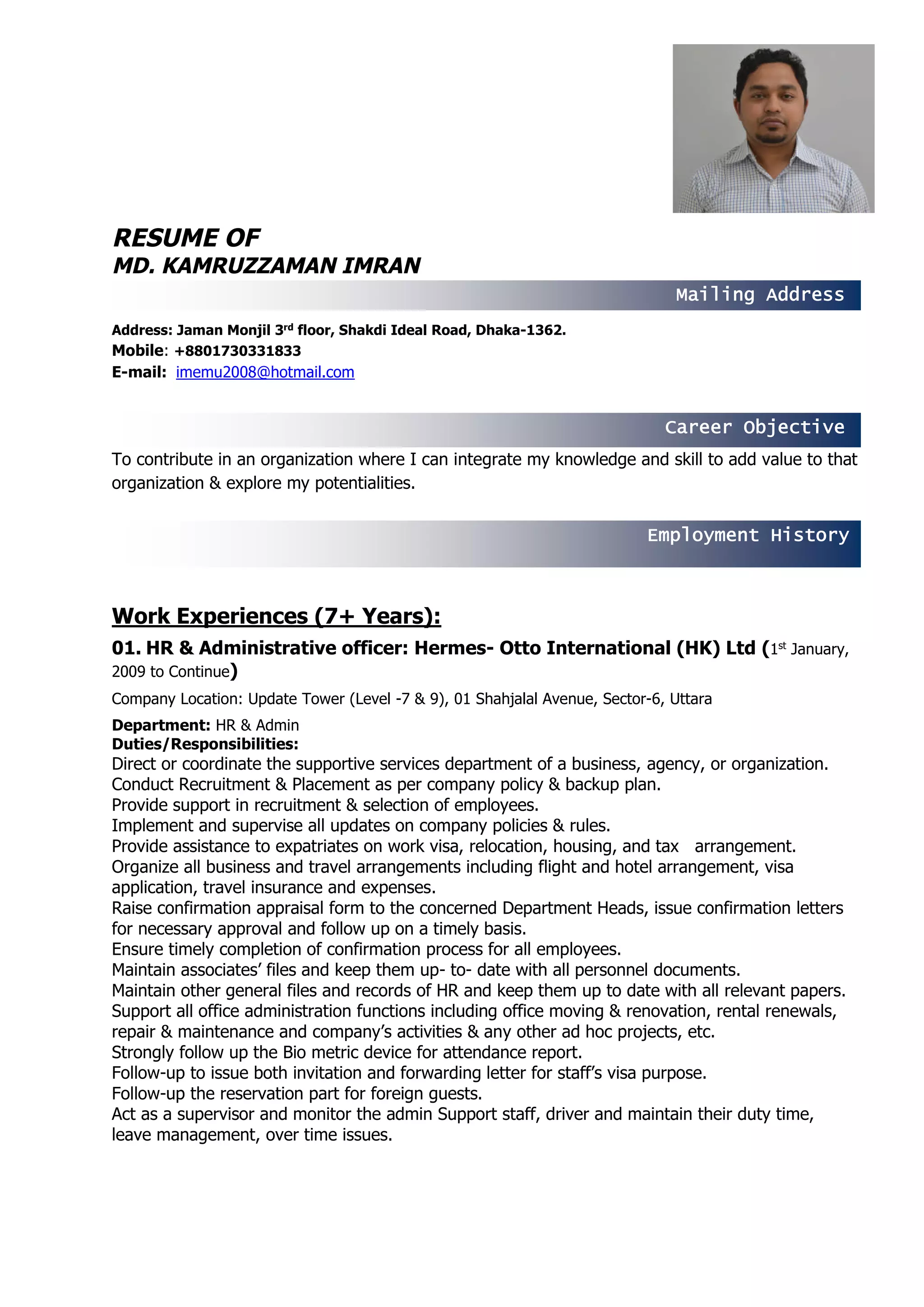 CV Kamruzzaman Imran10122015 | PDF