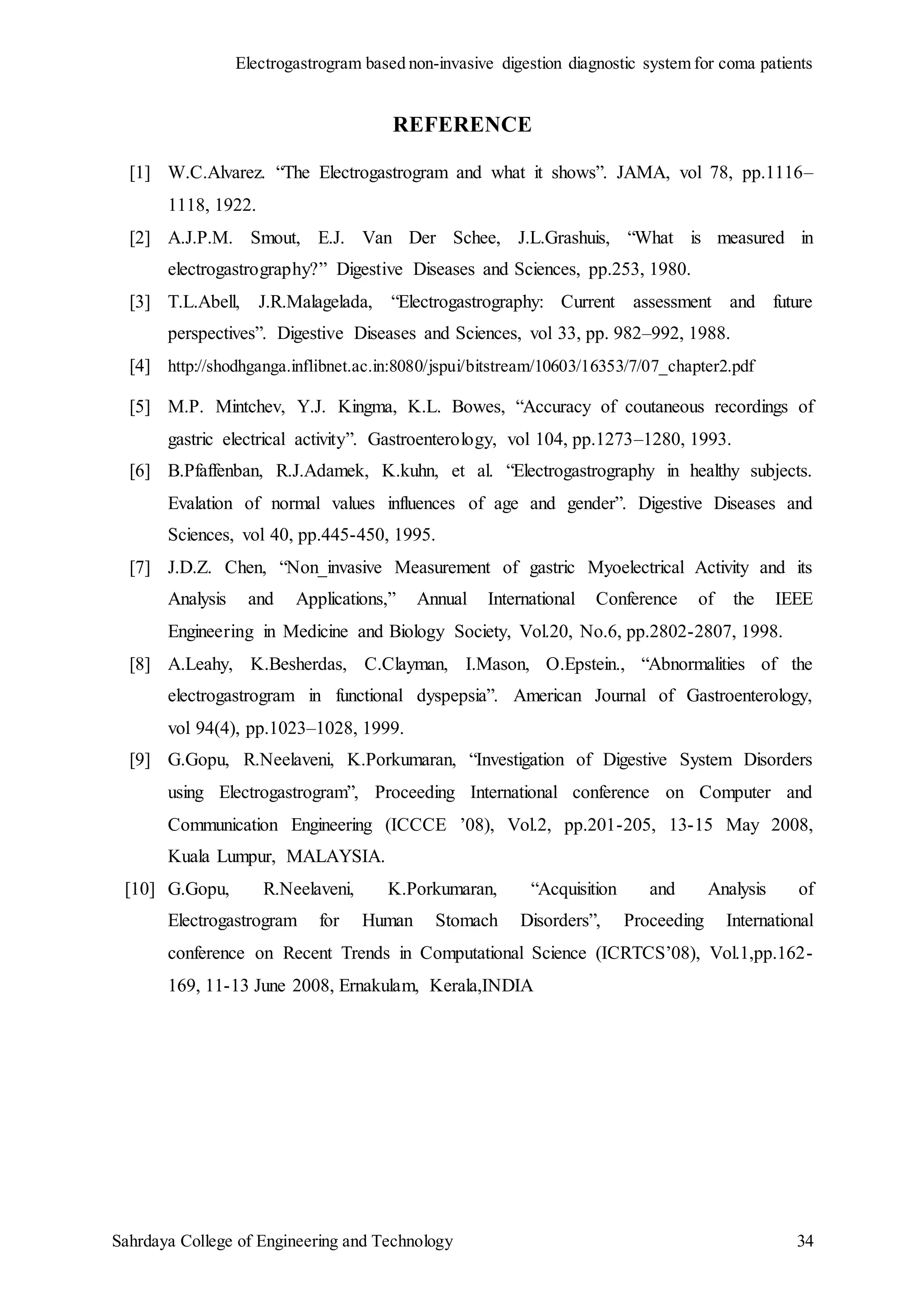 Electrogastrogram based digestion detection system for coma patients | DOCX