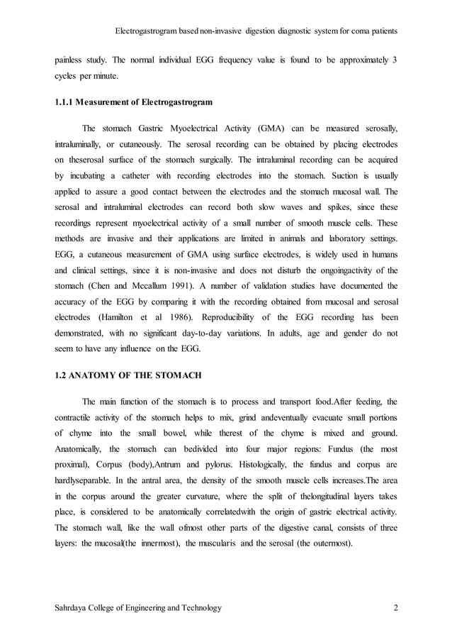 Electrogastrogram based digestion detection system for coma patients | DOCX