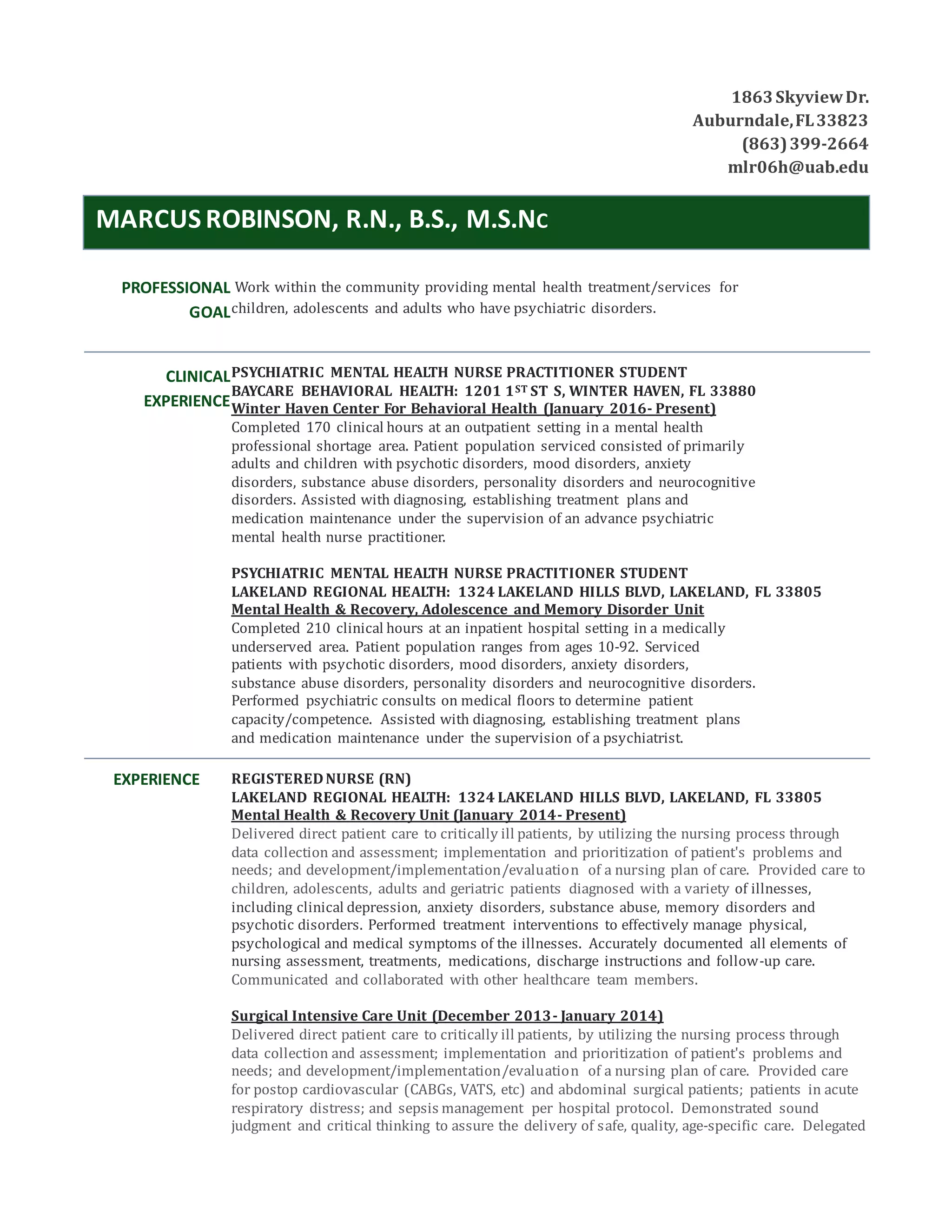 Marcus L. Robinson Resume | DOCX
