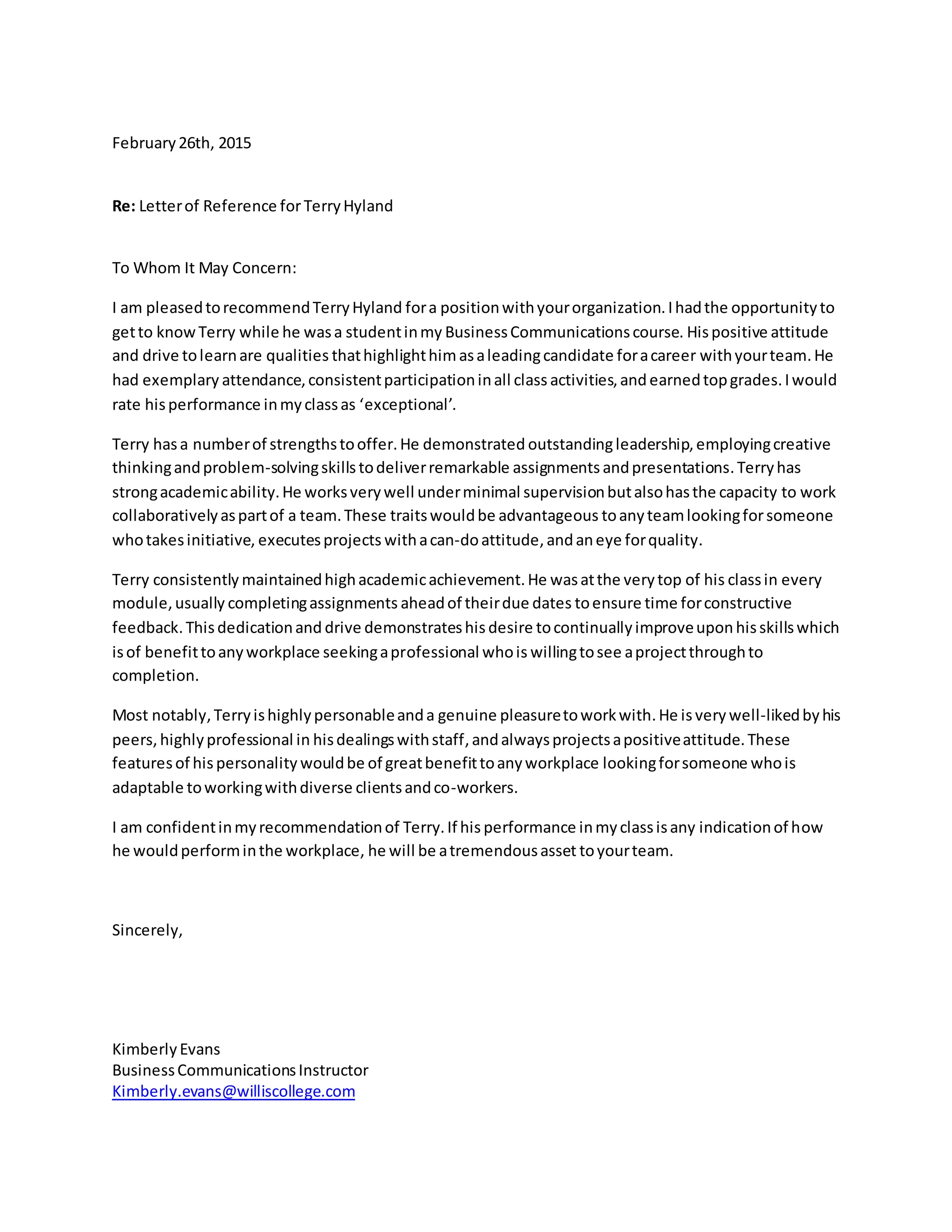 Letter of Recommendation - Terry | PDF