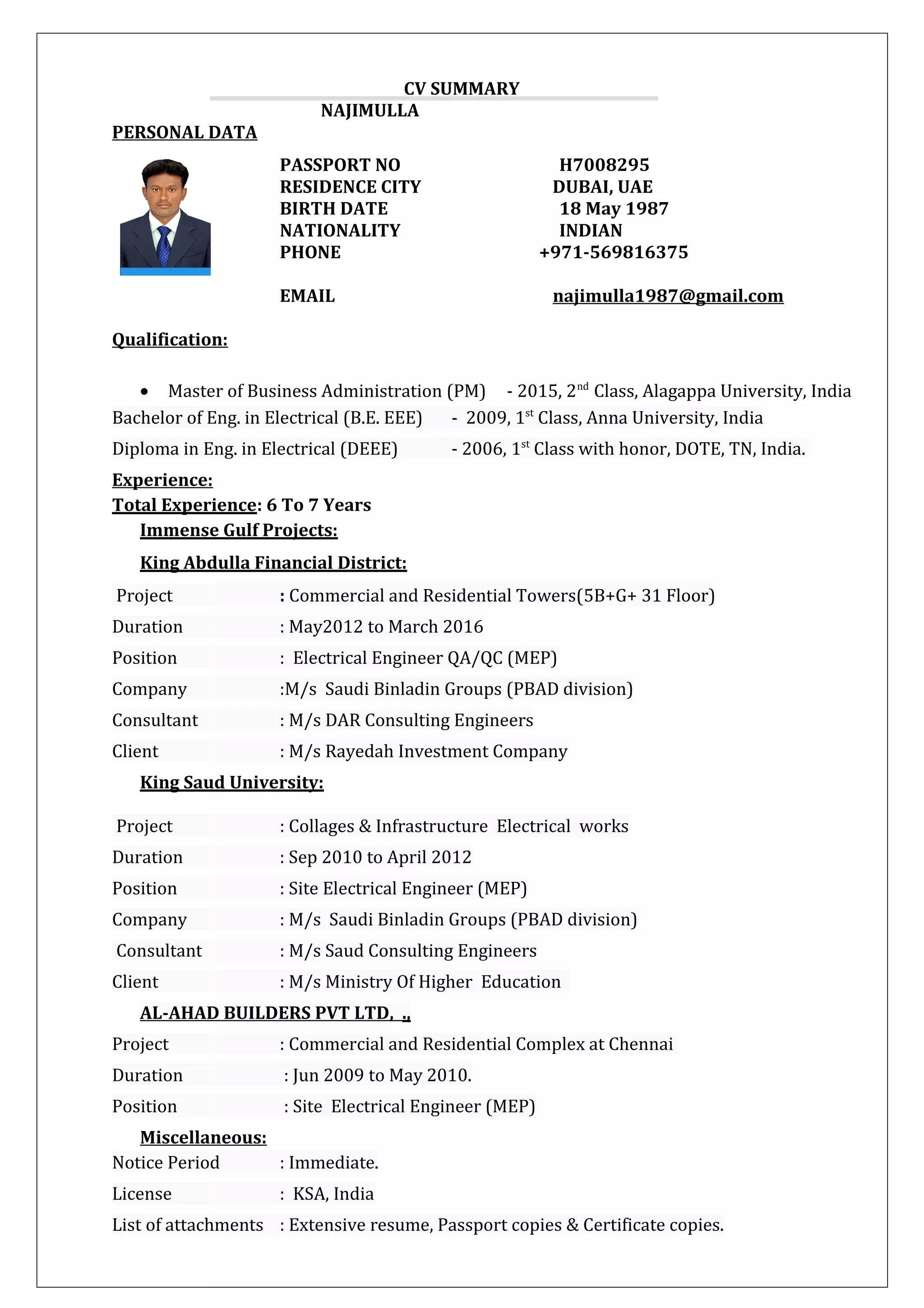 Najim updated CV | DOC