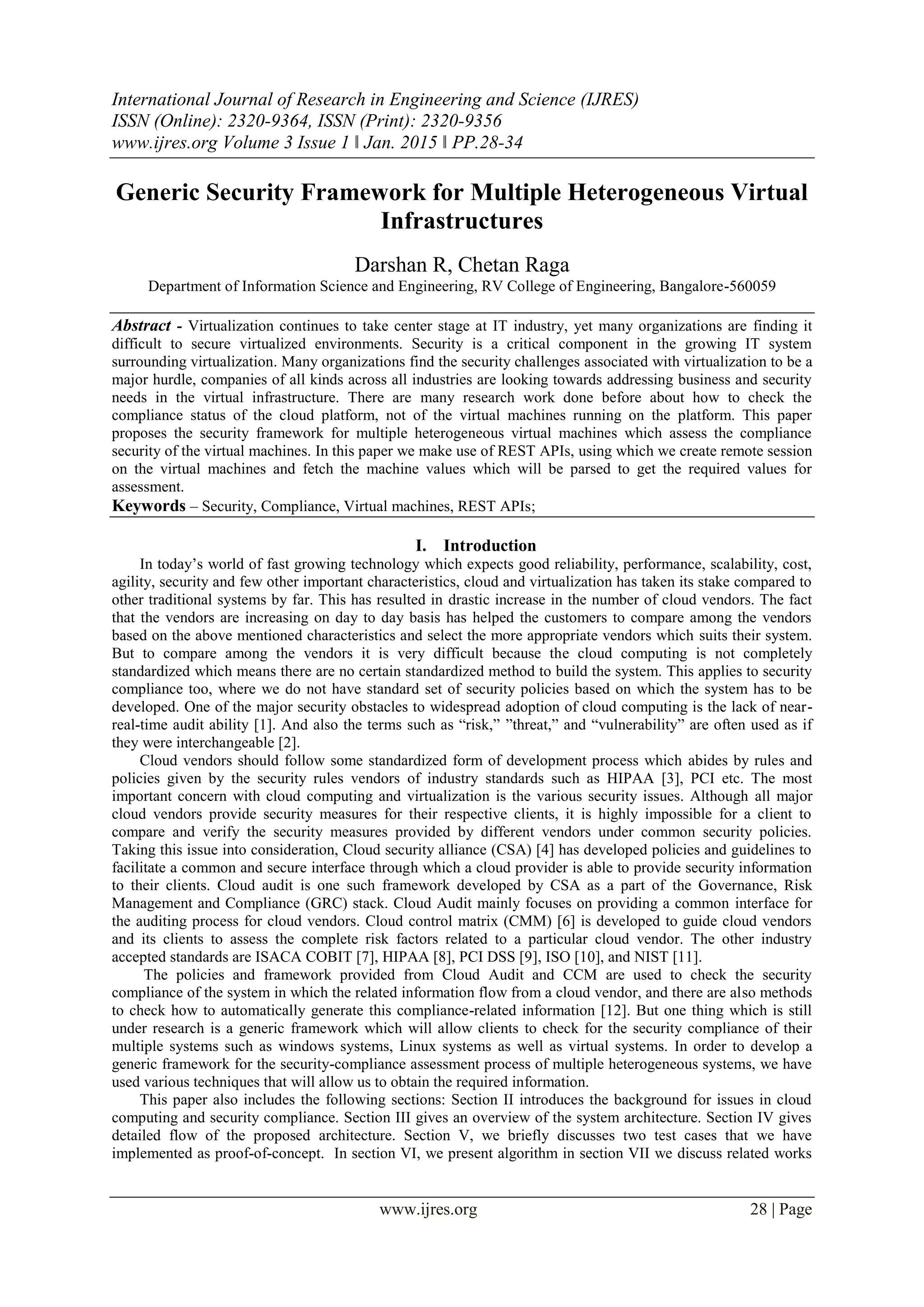 Generic Security Framework For Multiple Heterogeneous Virtual