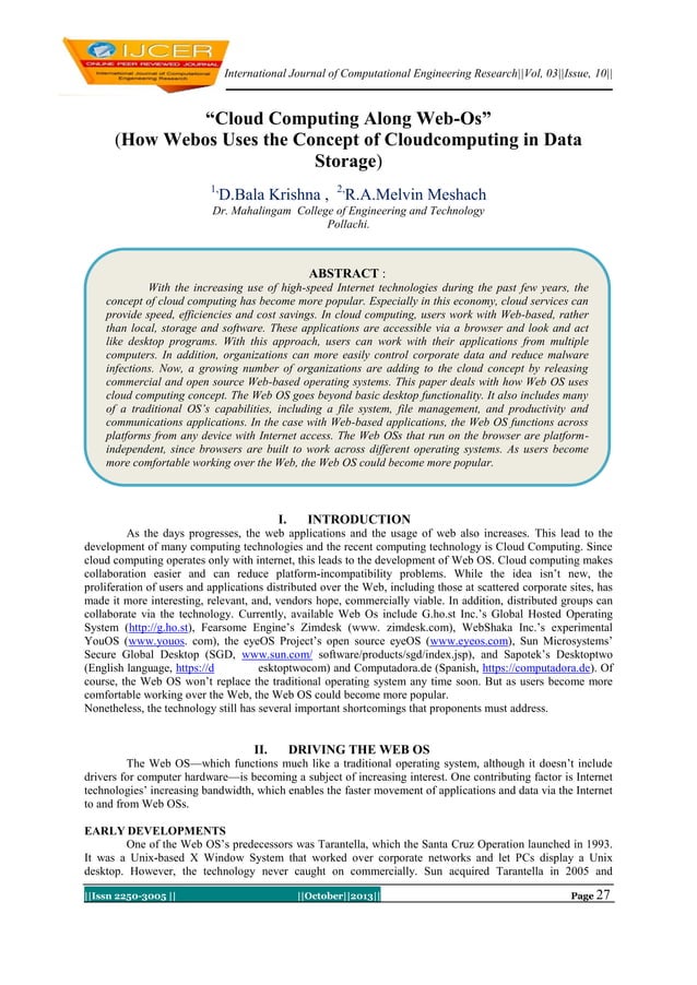International Journal Of Computational Engineering Researchijcer Pdf Cloud Computing