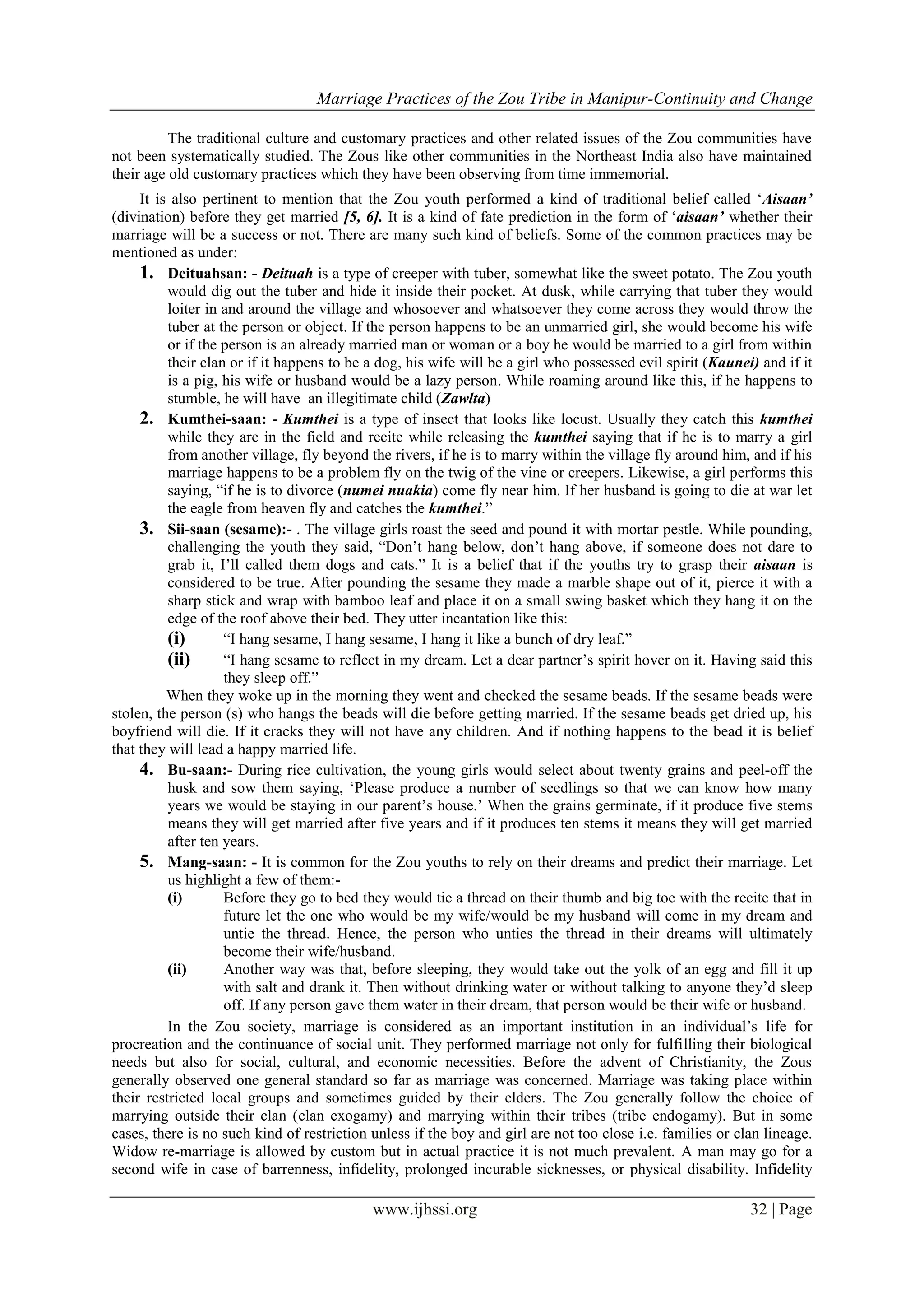 Marriage Practices of the Zou Tribe in Manipur-Continuity and Change | PDF