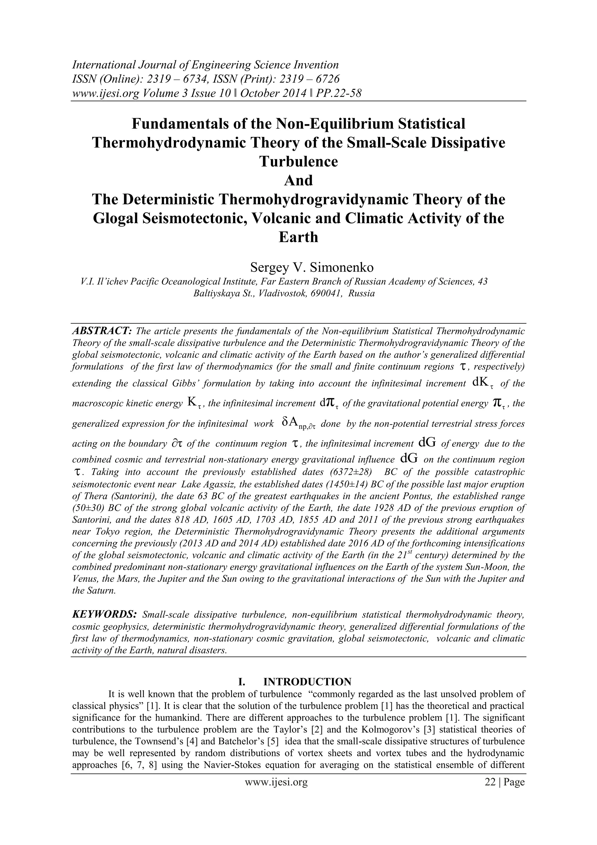 Fundamentals of the Non-Equilibrium Statistical Thermohydrodynamic ...