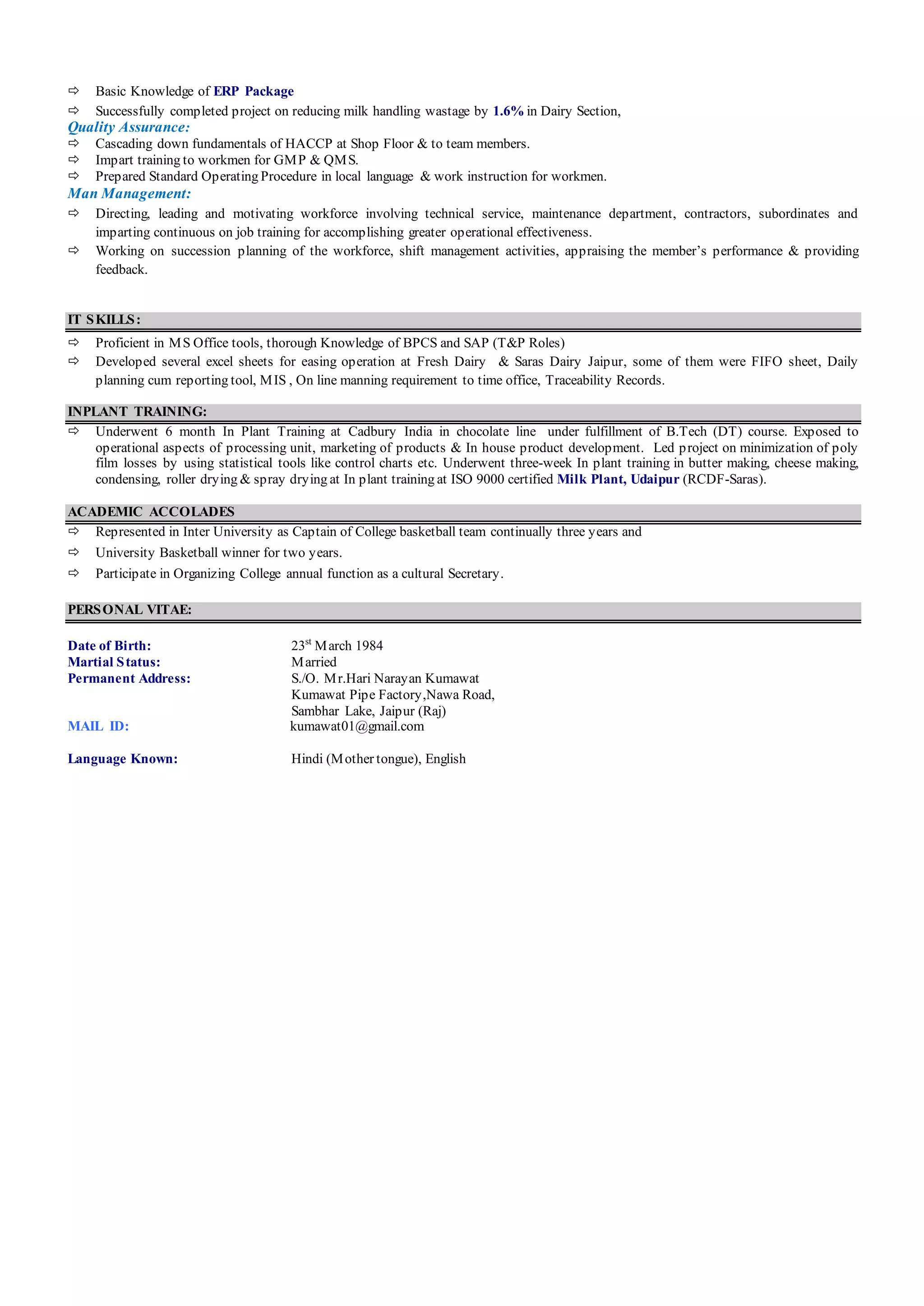 CV ANIL KUMAWAT | DOCX