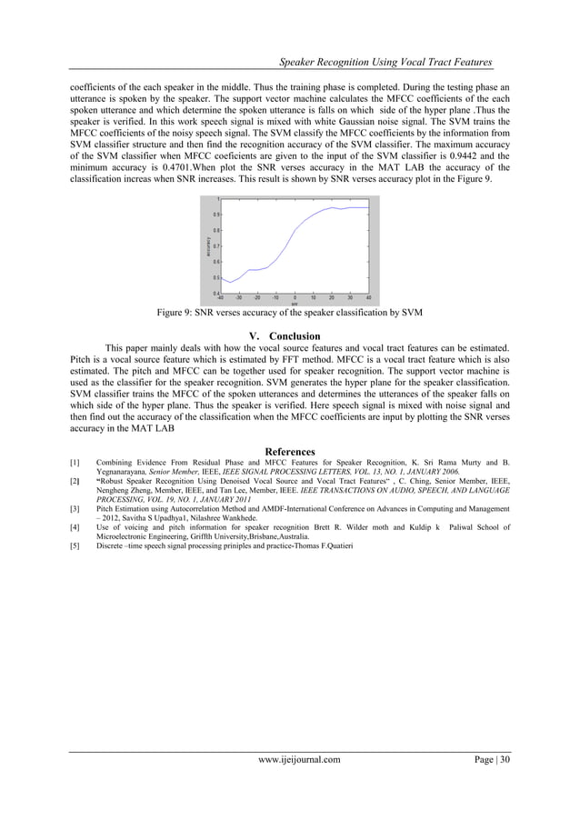 Speaker Recognition Using Vocal Tract Features | PDF