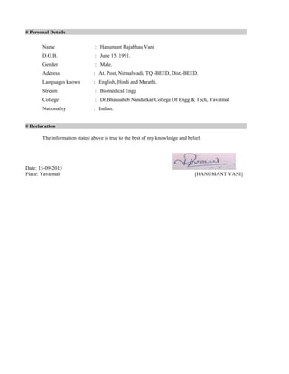 Hanumant_Biomedical engineer-RESUME | DOC
