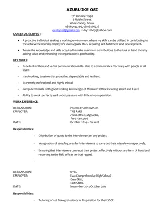 AZUBUIKE OSI CV | PDF