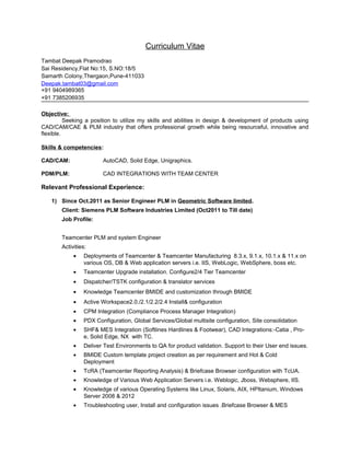 CV_Deepak_Tambat | PDF