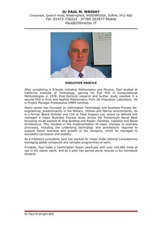 Dr Paul Wright - BIO | DOC | Business Administration | Business