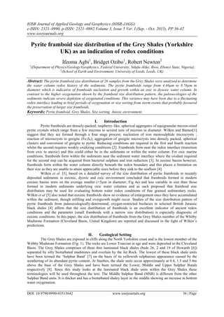 Pyrite framboid size distribution of the Grey Shales (Yorkshire UK) as ...