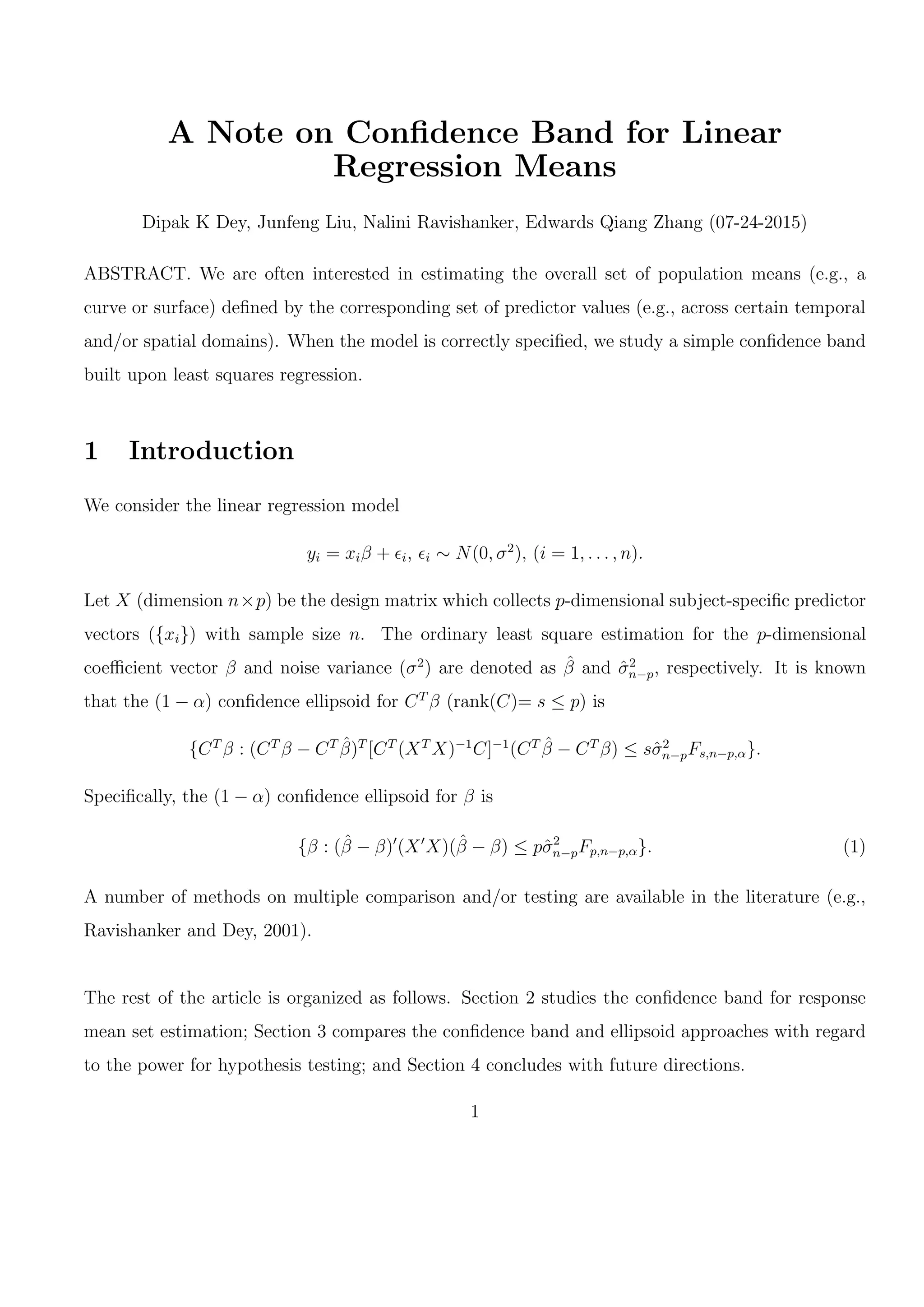 A Note on Confidence Bands for Linear Regression Means-07-24-2015 | PDF