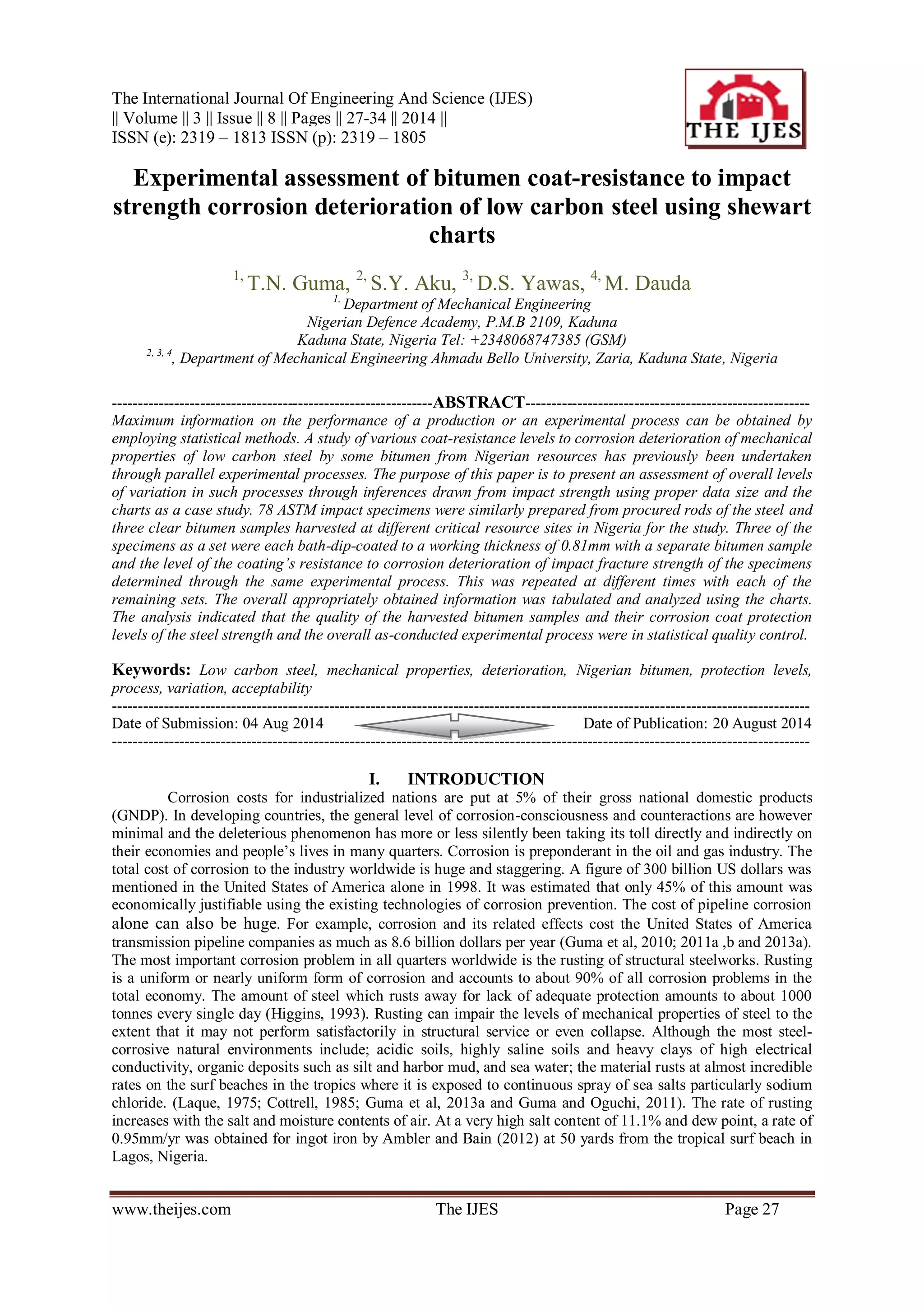 Experimental assessment of bitumen coat-resistance to impact strength ...