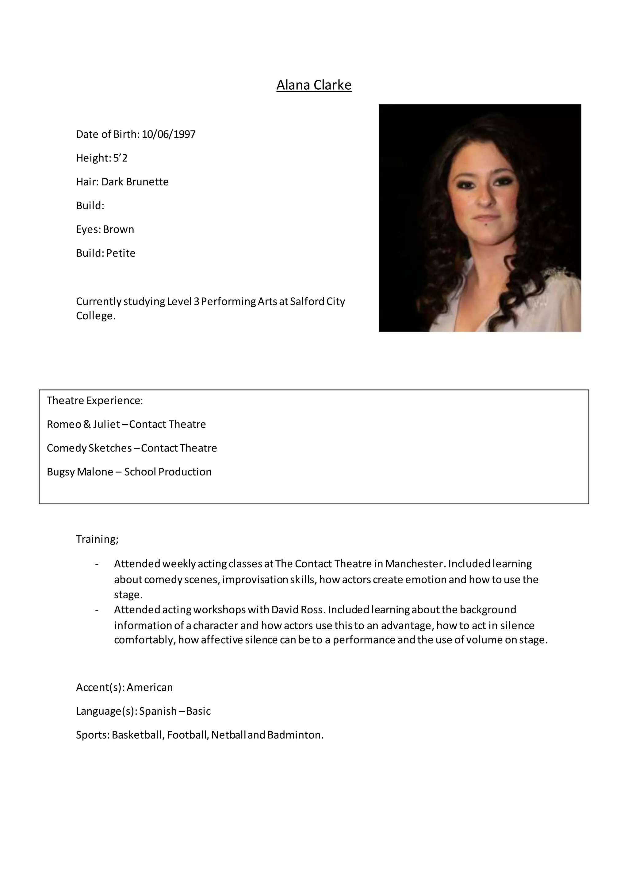 Acting CV | DOCX