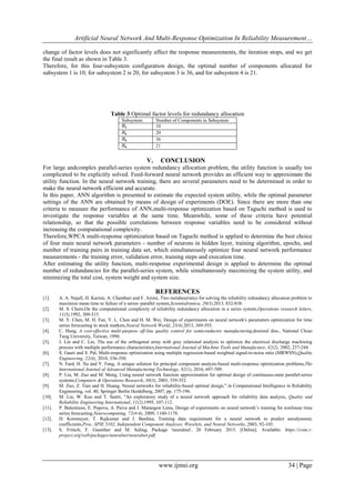 Artificial Neural Network and Multi-Response Optimization in Reliability Measurement ...
