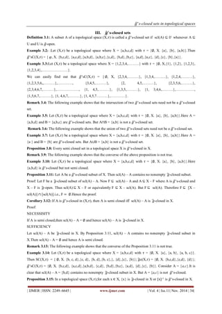 𝒈 ∗S-closed sets in topological spaces | PDF