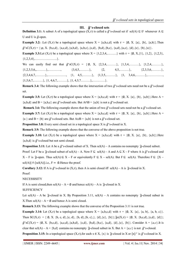 𝒈 ∗S-closed sets in topological spaces | PDF