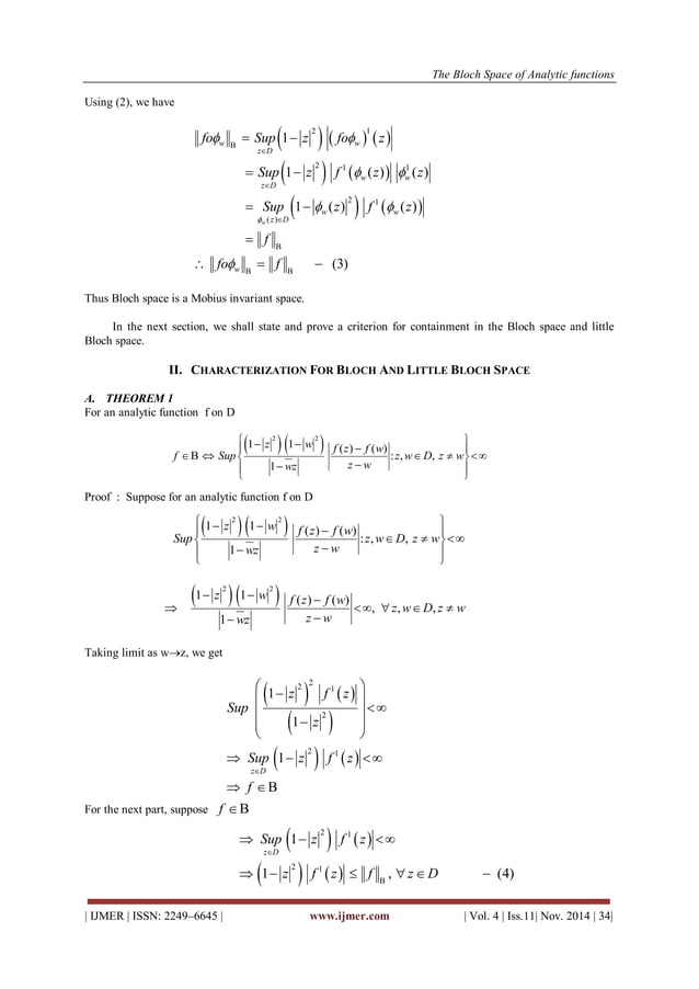 The Bloch Space of Analytic functions | PDF