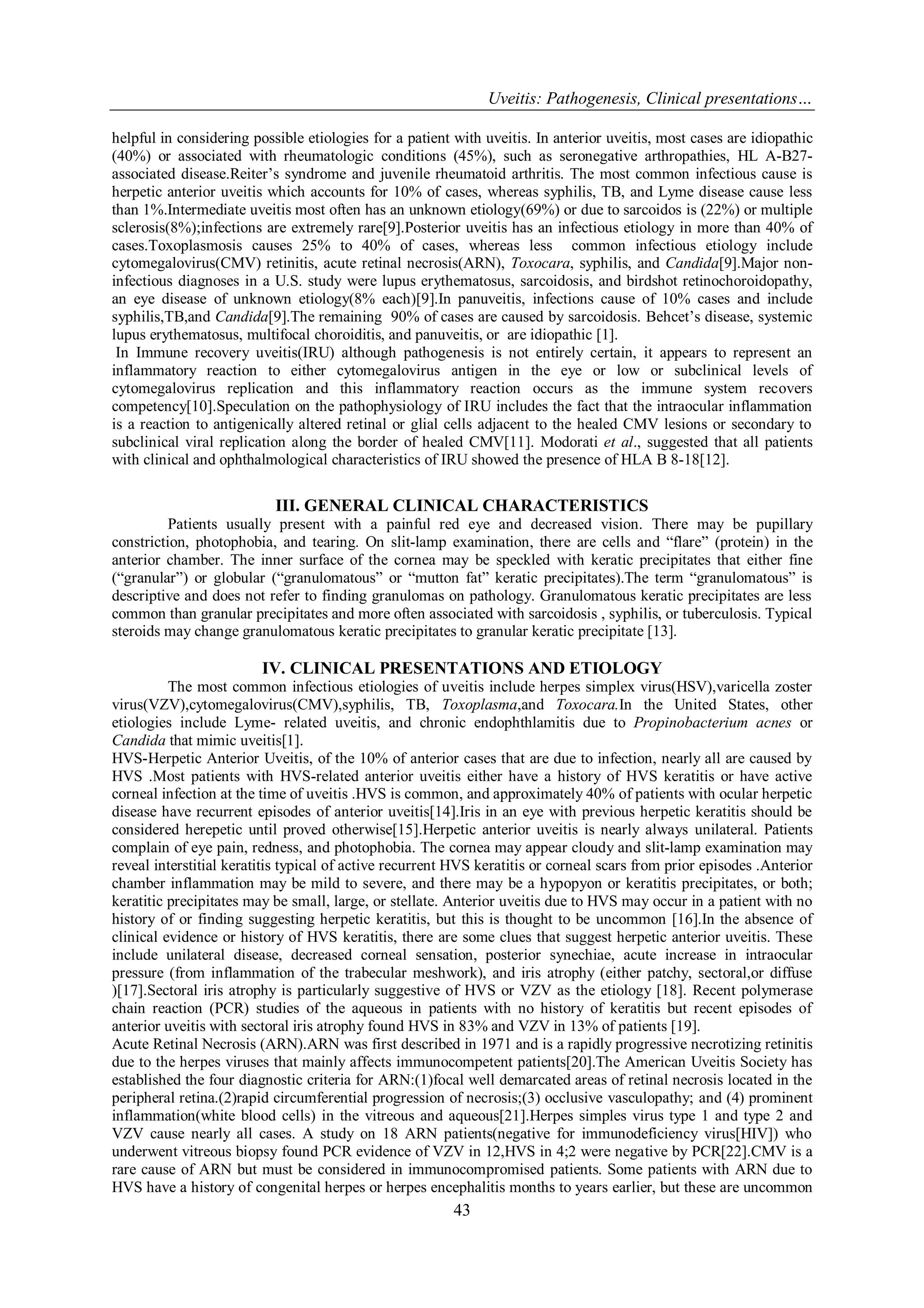 Uveitis: Pathogenesis, Clinical presentations and Treatment | PDF | Eye ...