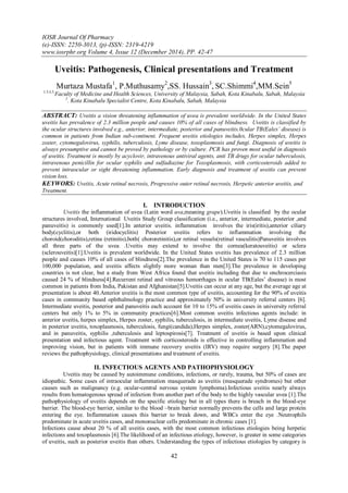 Uveitis: Pathogenesis, Clinical presentations and Treatment | PDF | Eye ...