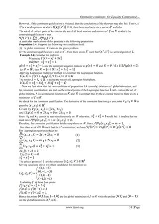 Optimality conditions for Equality Constrained Optimization Problems | PDF
