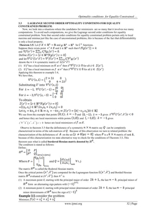 Optimality conditions for Equality Constrained Optimization Problems | PDF
