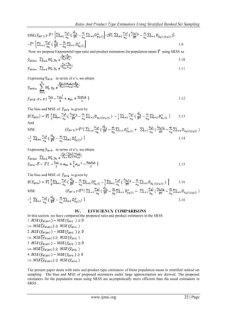 Ratio and Product Type Estimators Using Stratified Ranked Set Sampling | PDF