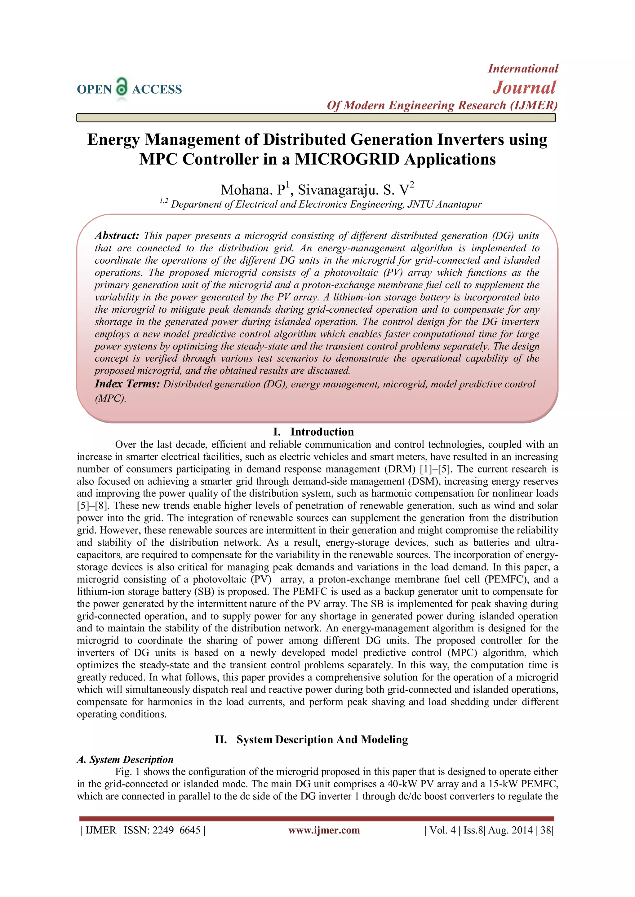 Energy Management of Distributed Generation Inverters using MPC Controller in a MICROGRID ...