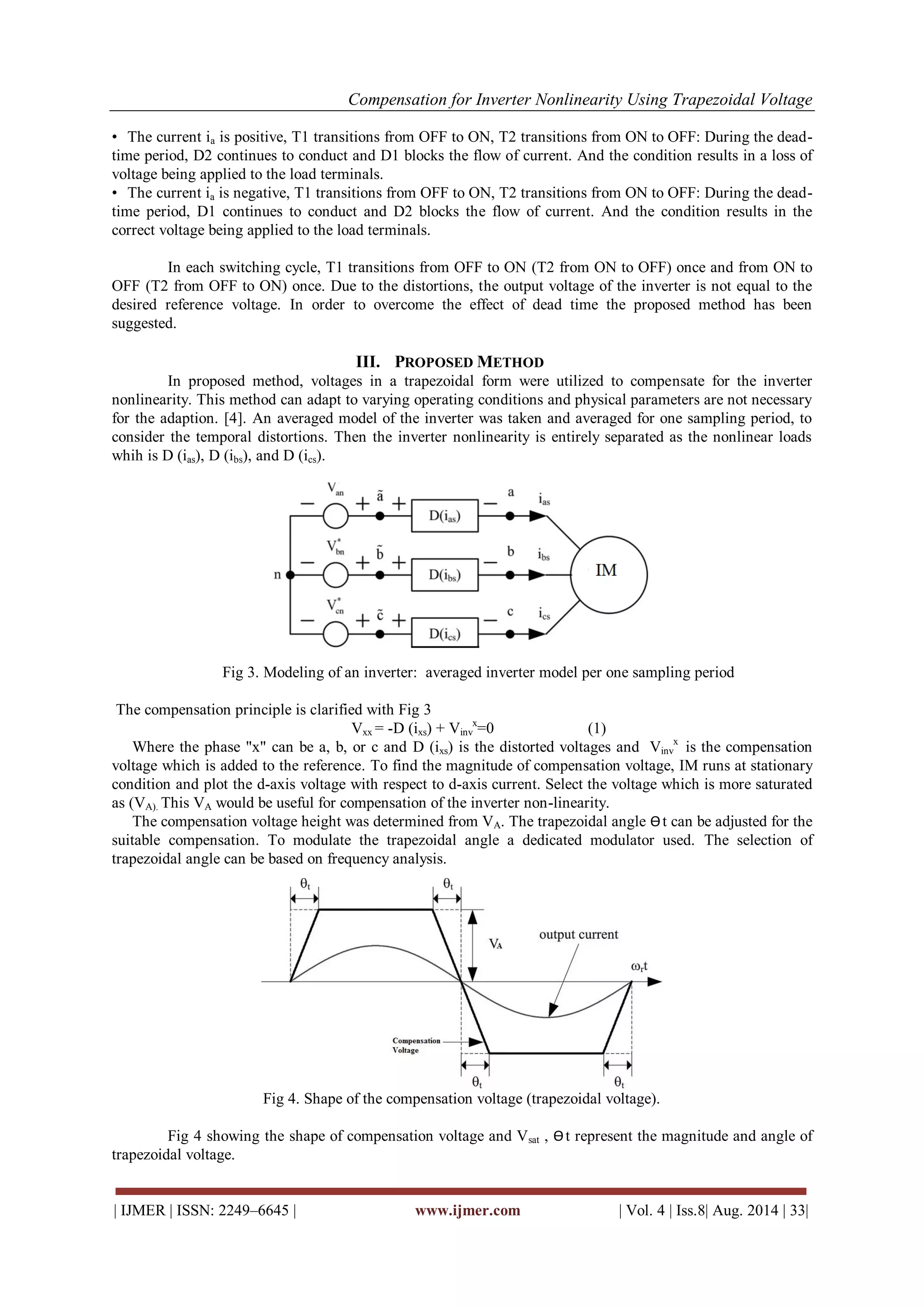 Compensation for Inverter Nonlinearity Using Trapezoidal Voltage | PDF
