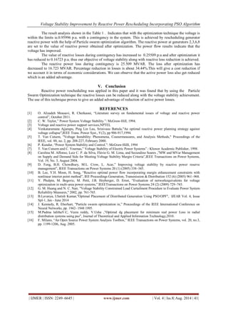 Voltage Stability Improvement by Reactive Power Rescheduling Incorporating PSO Algorithm | PDF