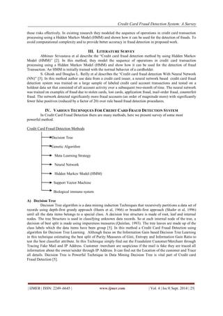 Credit Card Fraud Detection System: A Survey | PDF