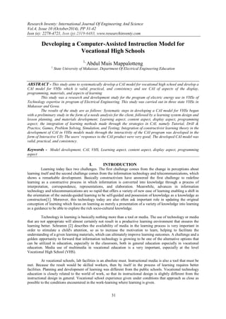 Developing a Computer-Assisted Instruction Model for Vocational High Schools | PDF