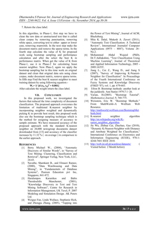 Dynamic & Attribute Weighted KNN for Document Classification Using Bootstrap Sampling | PDF