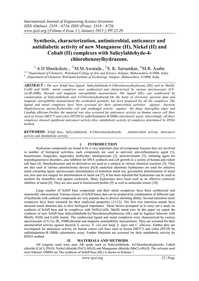 Synthesis, characterization, antimicrobial, anticancer and antidiabetic activity of new ...