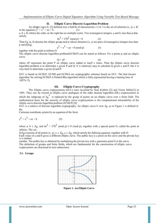 Implementation of Elliptic Curve Digital Signature Algorithm Using Variable Text Based Message ...