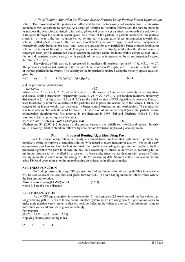 A Novel Routing Algorithm for Wireless Sensor Network Using Particle Swarm Optimization. | PDF
