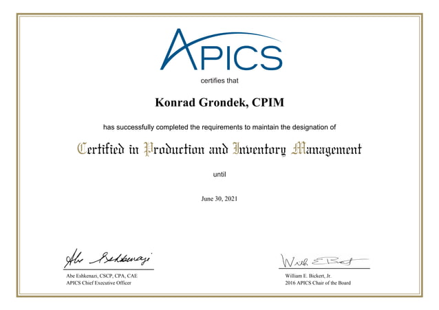 APICS_CPIM_Maintenance_Certificate_A4 | PDF
